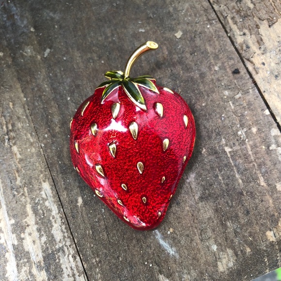 Vintage | Jewelry | Vintage Strawberry Brooch Pin | Poshmark
